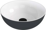 Polysan Banera - Umyvadlo na desku, průměr 39 cm, bez přepadu, bez otvoru pro baterii, matný antracit/bílá 14337.52