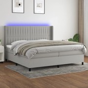 Box spring postel s matrací a LED světle šedá 200x200 cm textil