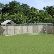 Venkovní psí kotec se střechou stříbrný 10 x 2 x 2,5 m ocel 3190468