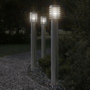 Fionshop 262938373 Venkovní stojací lampy 3 ks stříbrné 110 cm nerezová o