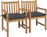 Zahradní židle 2 ks antracitové podušky masivní teak 3062745