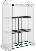 Outsunny skleník s policemi s rolovacími dveřmi, zimní skleník z ocelové fólie, skleník na balkon, zahrada, rajčatový skleník s UV ochranou 100x40x15…