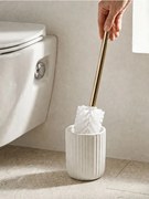 Sinsay - Rýhovaný keramický WC kartáč se zlatou rukojetí - krémová