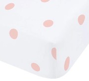 Bílé/růžové napínací flanelové prostěradlo 135x190 cm Polka Dot – Catherine Lansfield