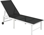 Outsunny Skládací Lehátko do Zahrady s Kolečky a Nastavitelným Opěradlem v 5 Úrovních, Nosnost 120 kg, pro Terasu, Balkon, 166x60x84 cm, Šedé | Aosom