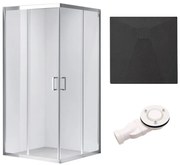 BPS-koupelny Čtvercový sprchový kout HYD-SK102B 90x90 chrom/transparent + vanička HYD-SSV-RIKO černá