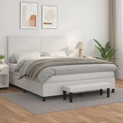 Box spring postel s matrací bílá 160x200 cm umělá kůže