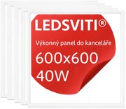 LEDSVITI 24714 5KS Bílý LED panel 600x600mm 40W studená bílá