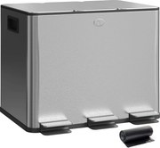 HOMCOM Kuchyňský Koš na Odpady se 3 Přepravkami 3x10L Nerezový Kuchyňský Koš s Tichými Víky a Odnímatelným Košem pro Recyklaci Potravinového Odpadu St