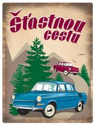 Retro plechové cedule Plechová cedule Štastnou cestu BU30055