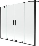 Mexen Velar Duo, 2-křídlová posuvná vanová zástěna 170 x 150 cm, 8mm čiré sklo, černý matný profil, 896-170-000-02-70
