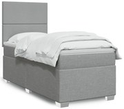 Box spring postel s matrací světle šedá 90x190 cm textil 3290336