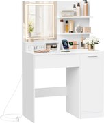 Toaletní stolek Vasagle Cimo se zrcadlem a LED osvětlením 80 cm bílý
