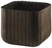 Keter Plastový květináč Cube planter M hnědá, 30 x 30 x 30 cm