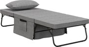 HOMCOM 4-v-1 skládací postel 75x190 cm, skládací postel pro dospělé s 8 cm tloušťkou matrace, cestovní postel s kovovým rámem, nastavitelné jednolůžko