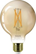 Philips Smart LED žárovka Filament E27 G95, 7 W, 640 lm, 2000-5000 K, jantarová