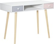 Dětský stůl HOMCOM s 1 otevřenou přihrádkou a 2 šuplíky v severském stylu pro studijní místnost, vstup a ložnici 100x48x76,5 cm v multicolor provedení