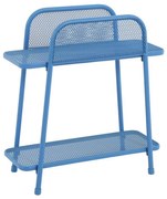 Modrý kovový odkládací stolek na balkon Garden Pleasure MWH, výška 70 cm