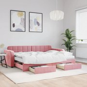Válenda s přistýlkou a zásuvkami růžová 80 x 200 cm samet 3196997