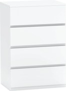 HOMCOM Komoda s 4 Zásuvkami - Moderní Úložný Kabinet pro Obývací Pokoj, Ložnici, Chodbu, Bílá, 55 x 33 x 80 cm | Aosom