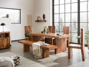 furniture-nabytek.cz - Masivní jídelní set Countryside 175 z mangového dřeva, lakovaný, hnědý – stůl, 4 židle, lavice 170 cm