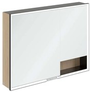 Villeroy & Boch My View+ - Zrcadlová skříňka s LED osvětlením 100x75x17 cm, 2 dvířka, Nordic Oak/matná černá B48110VJ