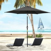 Outsunny Rovinny naklápěcí zahradní balkonový slunečník s klikou, voděodolná 180 g/m² polyesterová látka, Ø2.6 x 2.35H m, černý hliník | Aosom