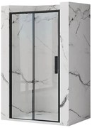 Jednokřídlé posuvné sprchové dveře REA RAPID SLIDE 110 cm pro instalaci do niky, černé/transparent - bez vaničky