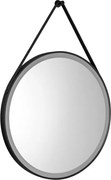 Aqualine Aqualine, STAGO kulaté zrcadlo s LED osvětlením průměr 60cm, kožený popruh, dotykový senzor, stmívatelné, černá mat, SG060