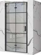 Rea Molier, skládací sprchové dveře 80x190cm do otvoru, 6mm čiré sklo, černý profil, KPL-K9537