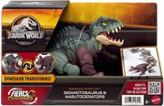 Mattel jurský svět dinosaurus 2 v 1 gigantosaurus a nasutoceratops, hpd34