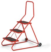 Ocelové mobilní schůdky, 3 stupně, výška plošiny 63 cm