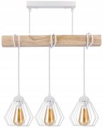 BERGE LED závěsné stropní svítidlo, dřevěný trám, 3xE27 - bílá