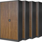 Sada 4x plechová policová skříň JAN H, 900 x 1950 x 400 mm, Eco Design: antracitová/ ořech