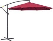 Outsunny Offset Oktagonální Klika Parasol s Ocelovým Základem Průměr 3m Červený | Aosom