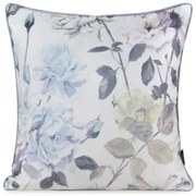 Dekorační povlak na polštář 45x45 Velvet 151 cream blue flowers velvet Eurofirany