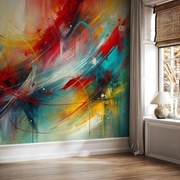 Fototapeta - Abstrakce s červenou (245x170 cm)