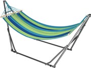 Outsunny Samostatný skládací stojan na hamaku, bavlněná hamaka a ocelová konstrukce, max. nosnost 120 kg, 270x100x94 cm | Aosom