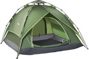 Outsunny Stan pro 3 osoby, lehký a stabilní stan s vchodem, taškou na přenášení, podlážkou, rodinný stan s vodním sloupce 1000 mm | Aosom