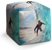 Sablio Taburet Cube Surfař na vlně - 40x40x40 cm