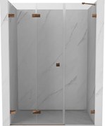 Mexen Lunar-F, levé skládací sprchové dveře 115 cm, 8mm čiré sklo, růžové zlato profil, 836S-115-050-60-00-L