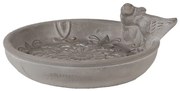 Šedé antik cementové krmítko pro ptáčky s ptáčky - 25*24*9 cm