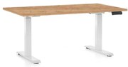 Výškově nastavitelný stůl OfficeTech D, 120 x 80 cm, bílá podnož, dub kraft