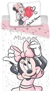 Jerry Fabrics Bavlněné povlečení 140x200 Mini 6060 Minnie Mouse bílá růžová povlak na polštář 70x90 JF24