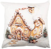 Bílý povlak na polštář s perníkovou chaloupkou Gingerbread  - 45*45 cm