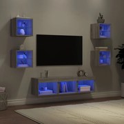 7dílná obývací stěna s LED šedá sonoma kompozitní dřevo 3216588