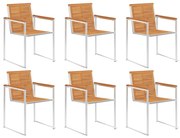 Zahradní židle 6 ks masivní akáciové dřevo a nerezová ocel 3078468