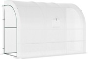 Zimní fóliovník Outsunny s regály a okny, ocelový nástěnný fóliovník na balkon a zahradu, skleník pro rajčata 300x150x213 cm, fóliovník na zeleninu, k