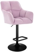 LuxuryForm DESIGN Barová židle AMALFI VELUR na černé kulaté podstavě - levandule