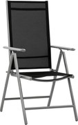 Skládací zahradní židle Outsunny z hliníku a textilenu s 7 nastavitelnými úrovněmi, černá 65x55x85-105cm | Aosom